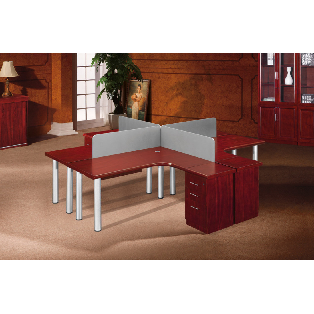 FURNI BOSS | Modern Four-Way Cluster Desk